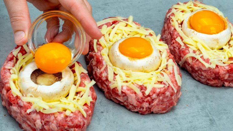 Zapečené bramborové karbanátky z mletého masa s cibulovo-houbovou ...